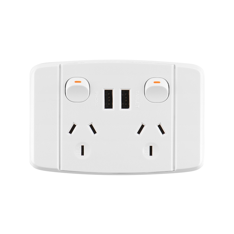 Arlec White Double Powerpoint With USB Charger | Bunnings Warehouse