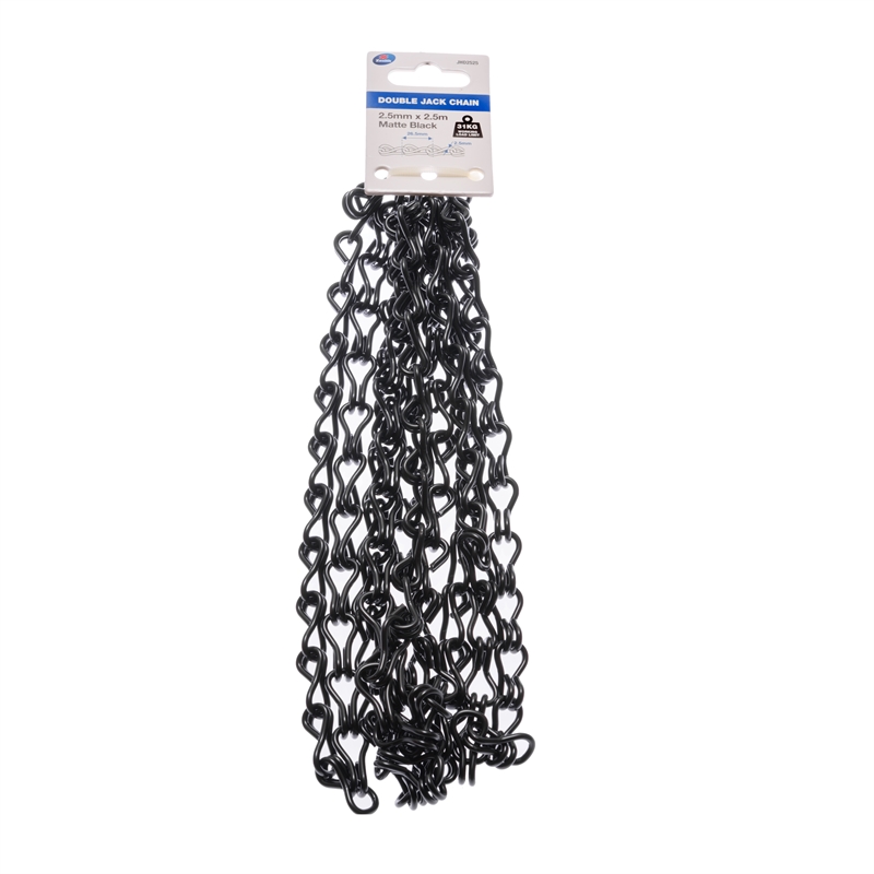 Zenith 2.5mm x 2.5m Matte Black Double Jack Chain | Bunnings Warehouse