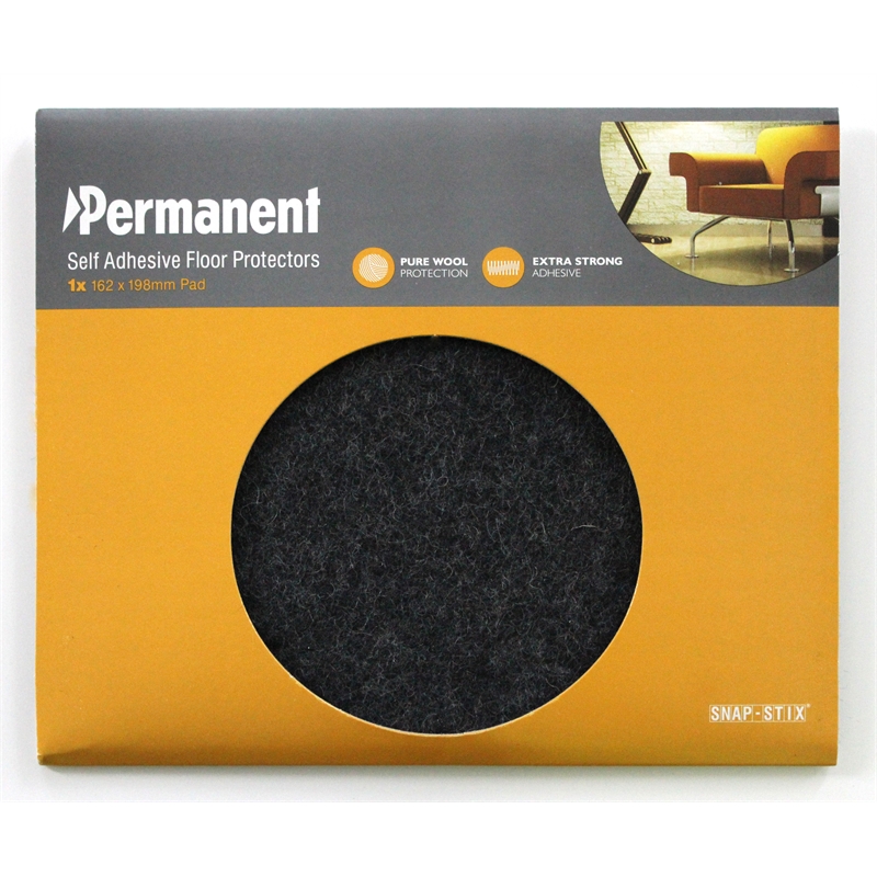 Permanent Snap-Stix® 162 x 198mm Self Adhesive Wool Floor Protector Pad