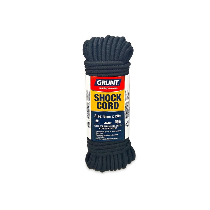 Grunt 8mm x 20m Black Shock Cord | Bunnings Warehouse