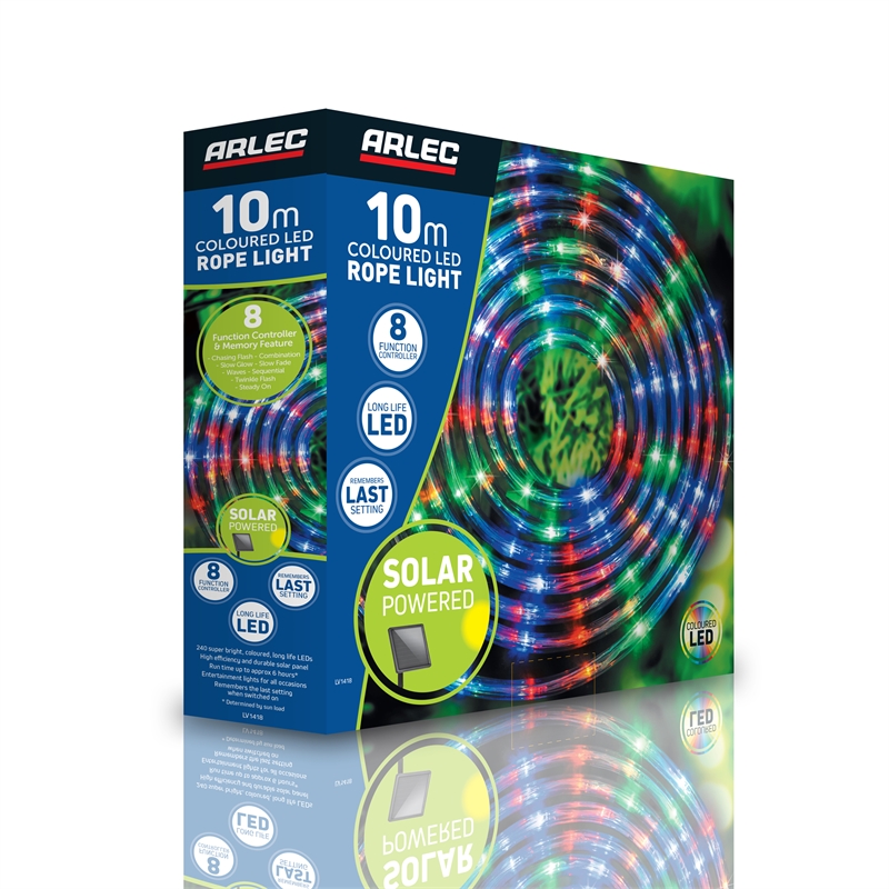 Arlec 10m Multi Colour LED Festive Solar Rope Light | Bunnings Warehouse